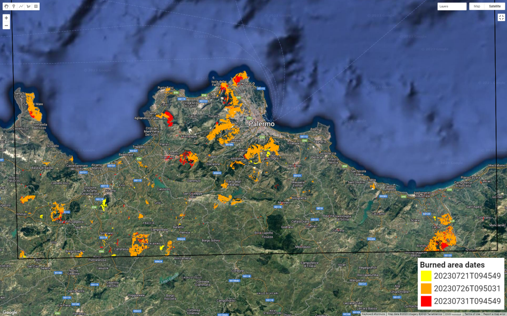Rhodes, Corfu and Palermo’s fires: tracking burned area in time | RSDE